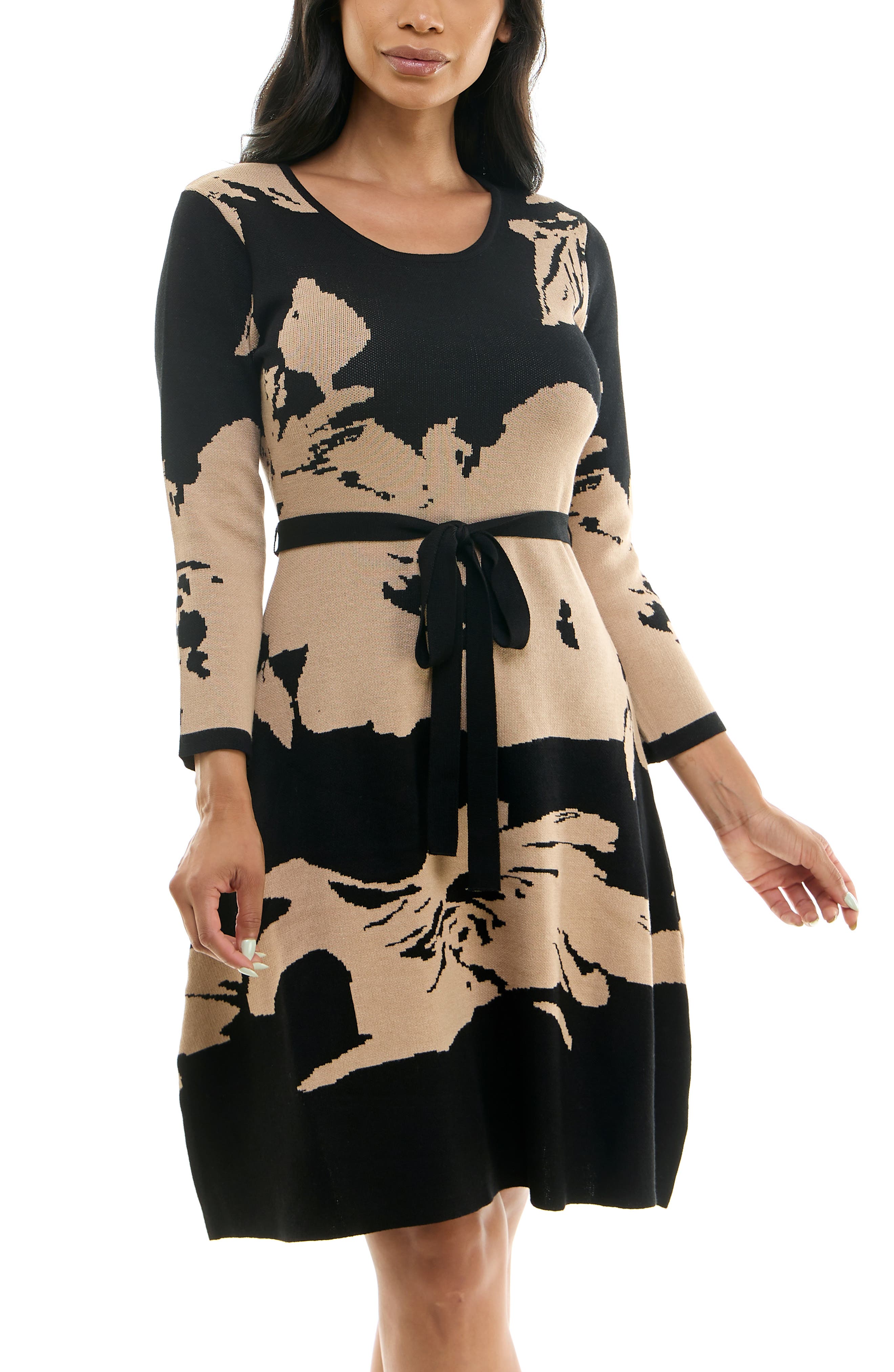 Nina Leonard Jacquard Fit & Flare Sweater Dress | Nordstromrack