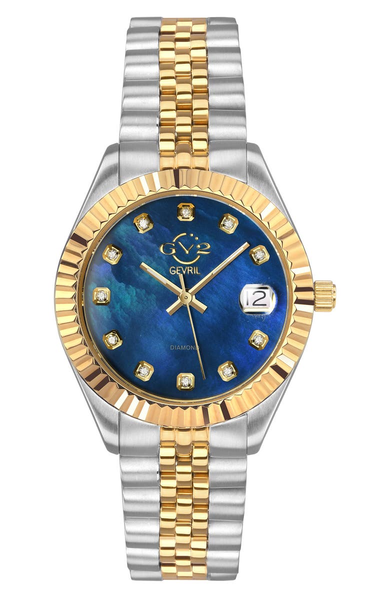 GV2 Naples Two-Tone Diamond Quartz Bracelet Watch, 34mm | Nordstromrack