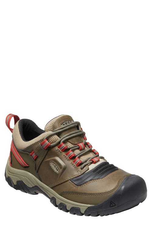KEEN Ridge Flex Waterproof Hiking Shoe in Timberwolf/Ketchup at ...