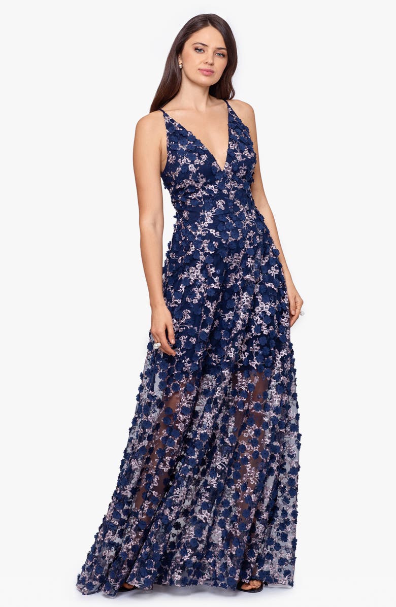 Xscape Evenings Xscape 3d Floral Sleeveless Gown Nordstrom