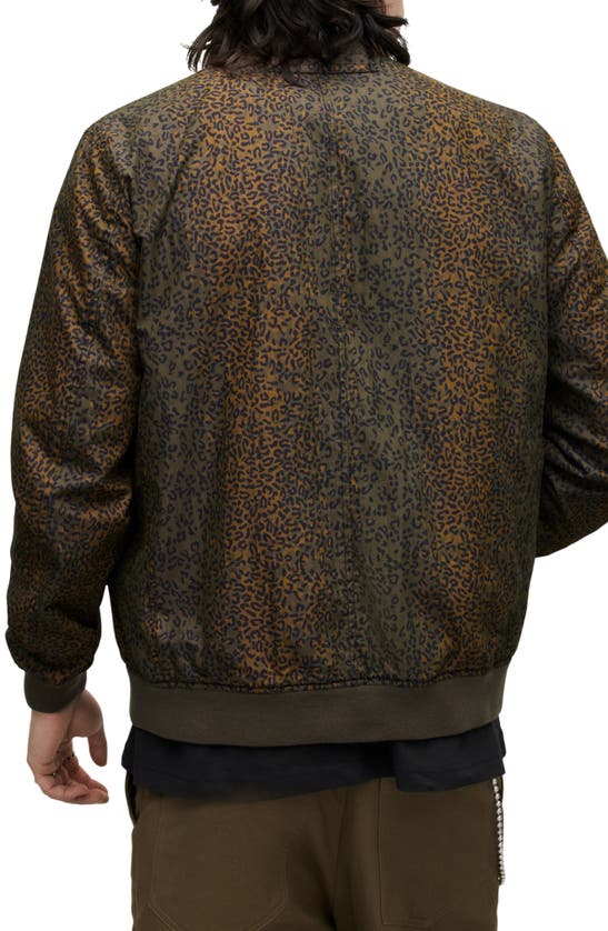 Allsaints Bassett Reversible Bomber Jacket In Leo Khakiblack Modesens