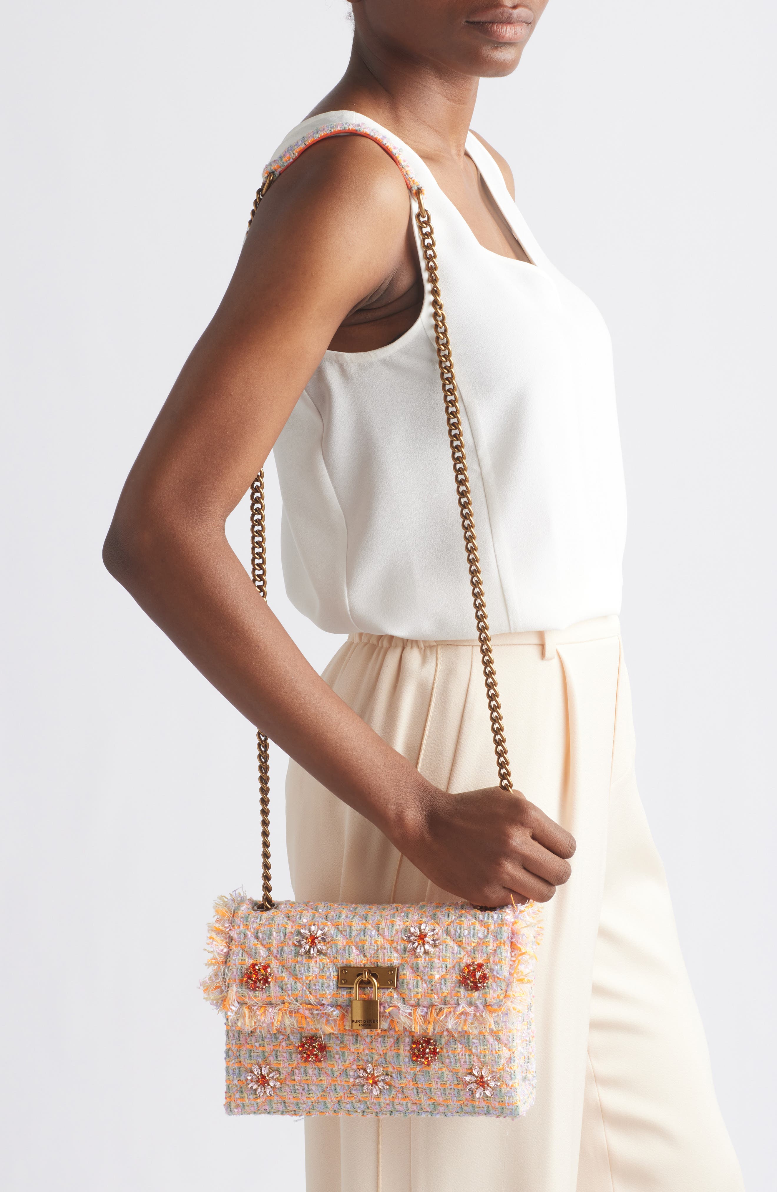 Kurt Geiger London Medium Brixton Tweed Lock Shoulder Bag | Nordstromrack