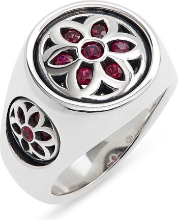 Good Art Hlywd Men's Small Club Ruby Flower Signet Ring | Nordstrom