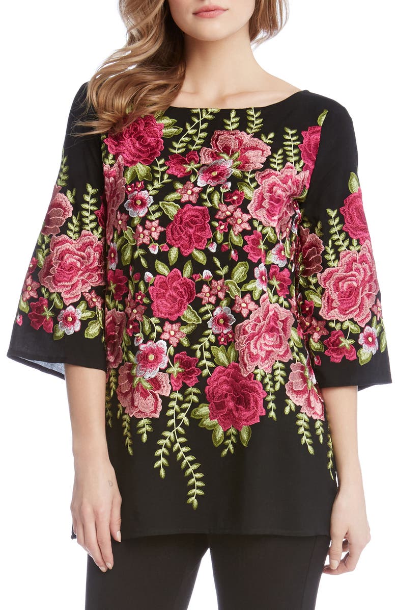 Karen Kane Flower Embroidered Tunic Top Nordstrom