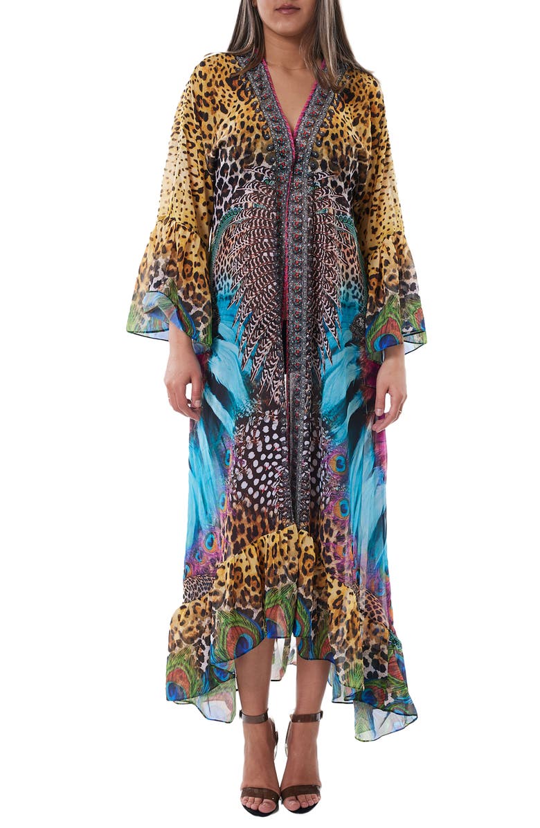 RANEES Mixed Animal Print Bell Sleeve Duster | Nordstromrack