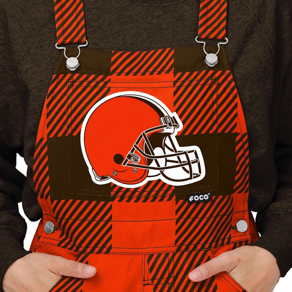 FOCO Women's FOCO Orange Cleveland Browns Big Logo Plaid Overalls ...
