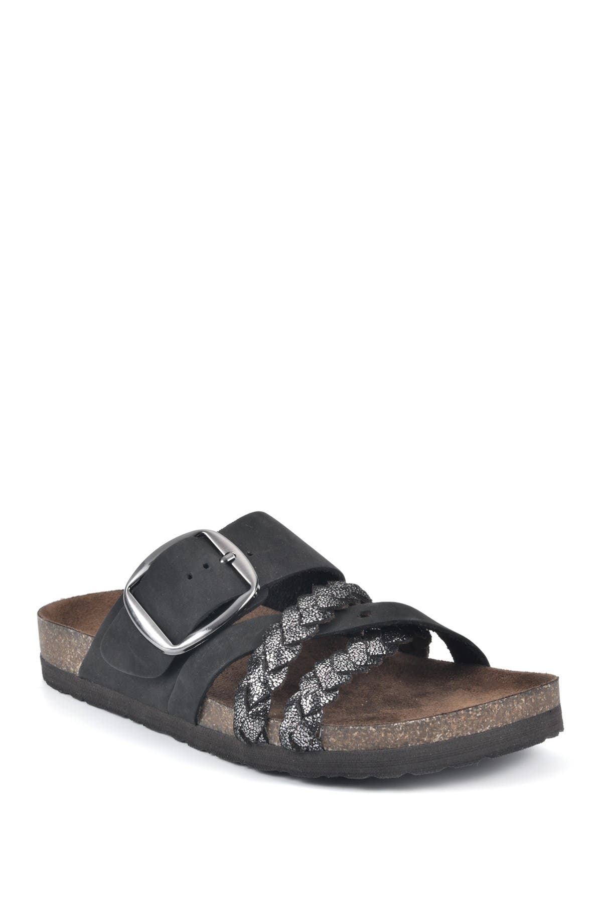White Mountain Footwear Healing Leather Footbed Sandal In Black/pewter ...