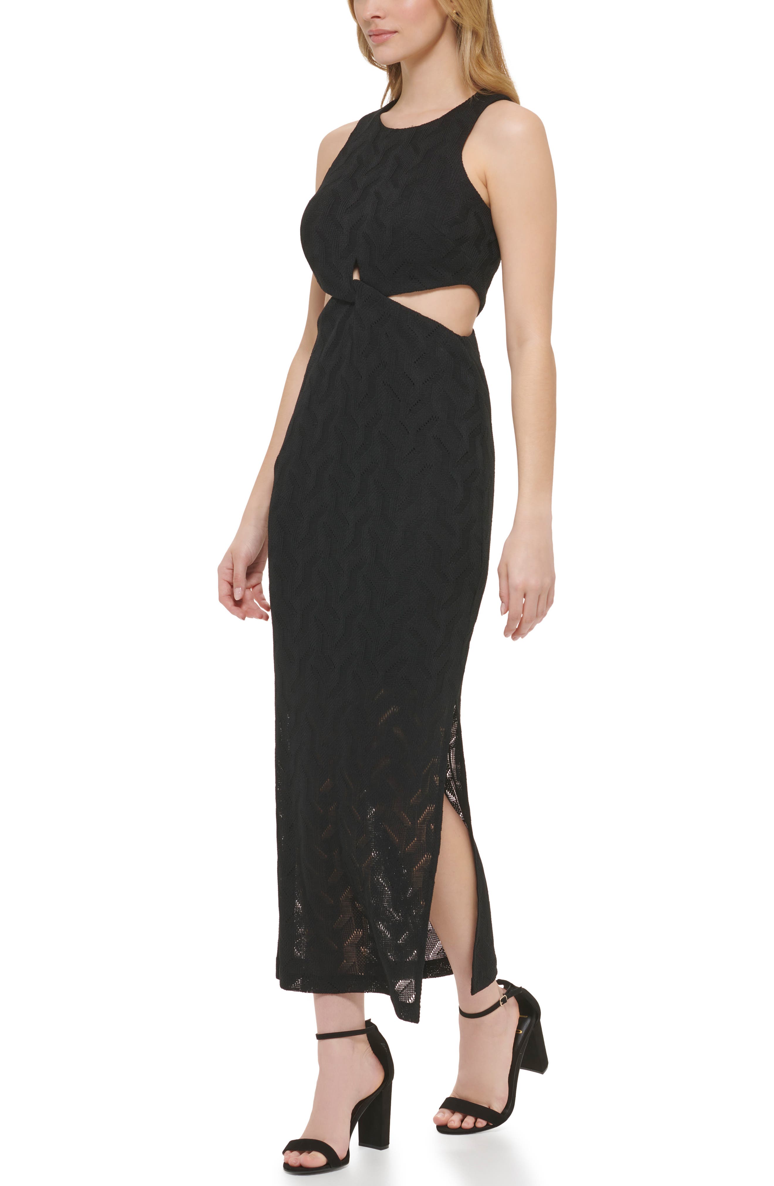 GUESS Cutout Textured Knit Maxi Dress | Nordstromrack