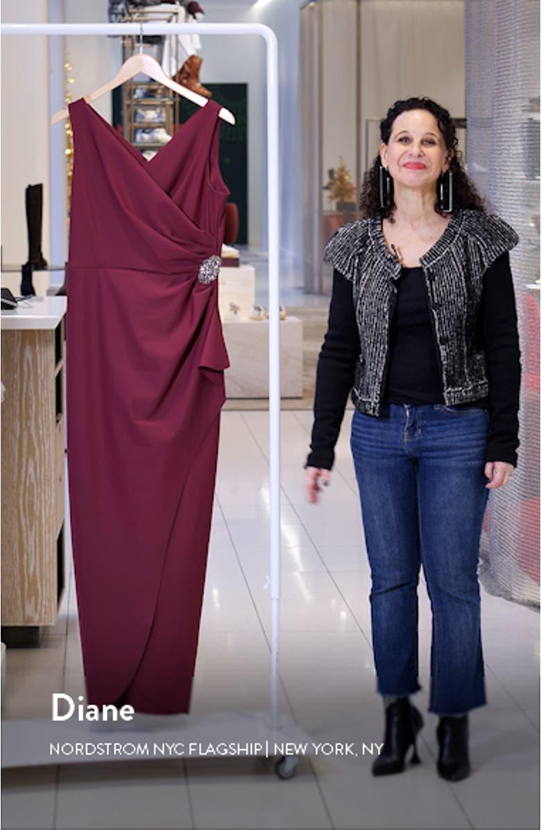 Alex Evenings Embellished Side Drape Column Formal Gown | Nordstrom