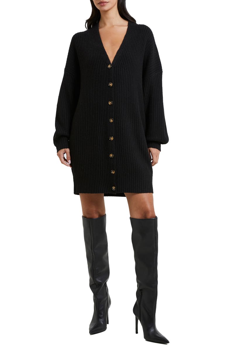 French Connection Babysoft Rib Button Front Long Sleeve Sweater Dress ...