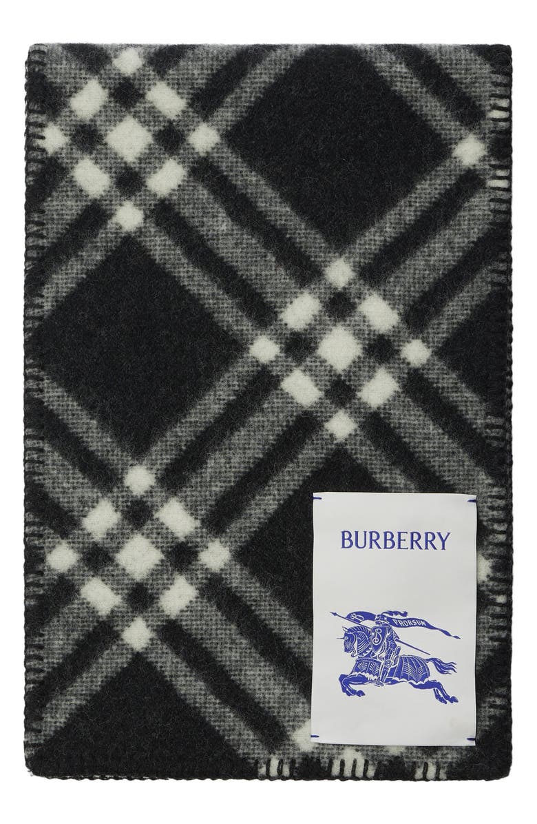 Burberry Equestrian Knight Design Patch Check Wool Scarf | Nordstrom