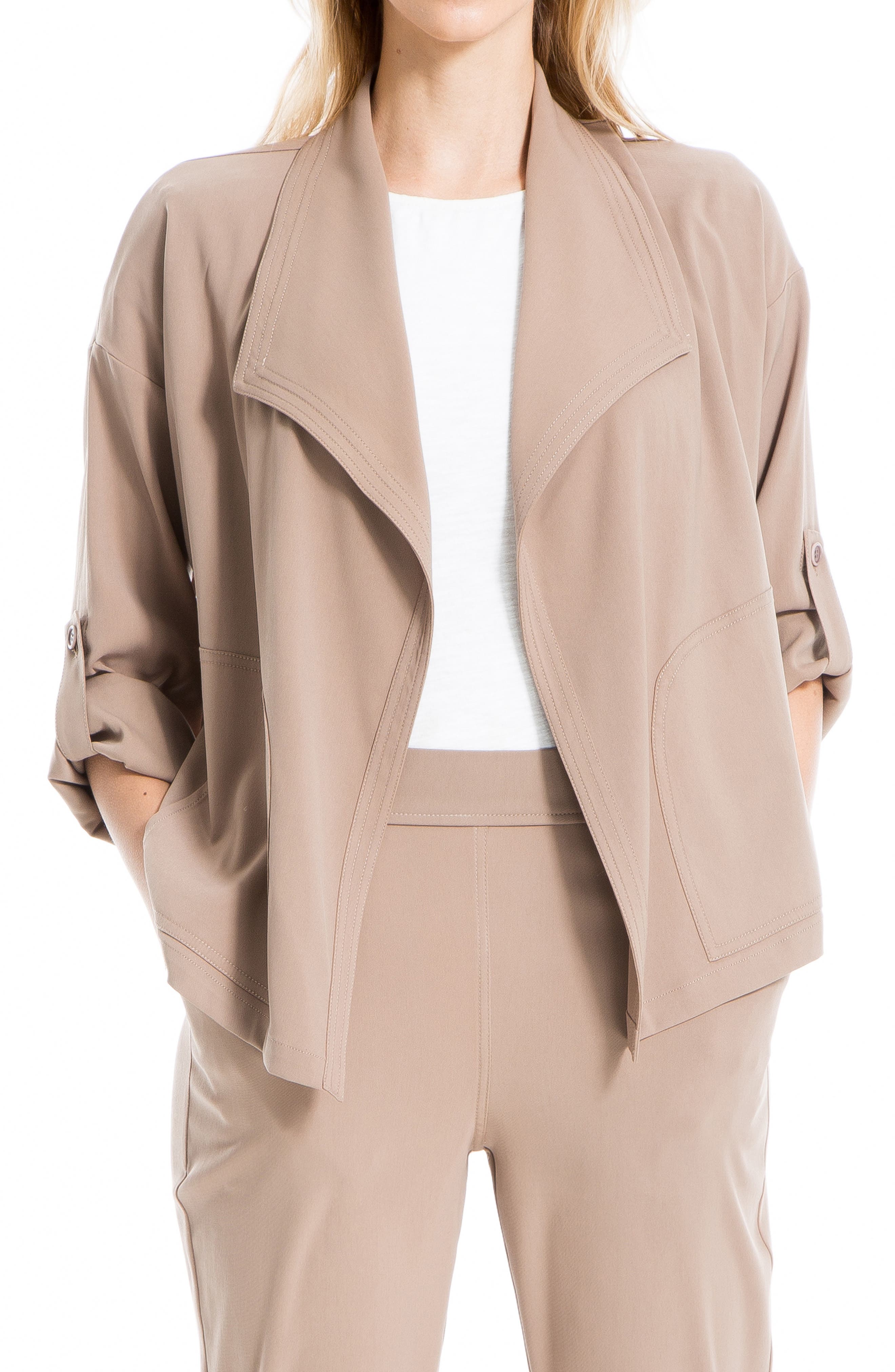 MAX STUDIO Twill Drape Front Short Jacket | Nordstromrack