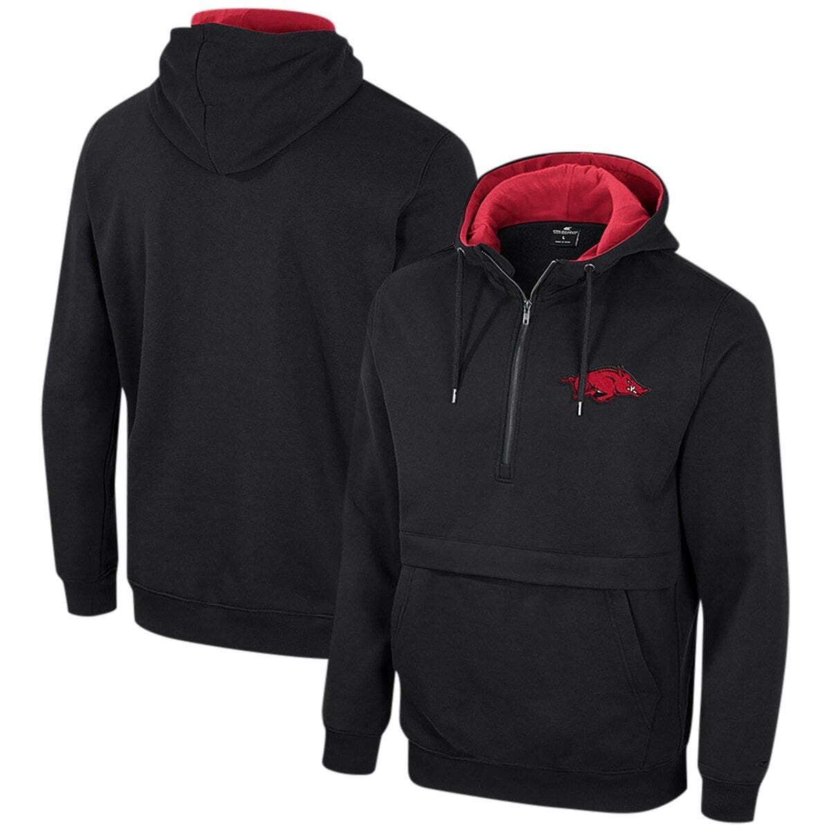 COLOSSEUM Men's Colosseum Black Arkansas Razorbacks Half-Zip Hoodie ...