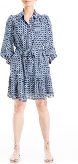 MAX STUDIO Long Sleeve Button Front Crepe Dress | Nordstromrack