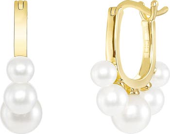 RON HAMI 14K Yellow Gold 5.5–5mm Cultured Pearl Huggie Hoop Earrings ...