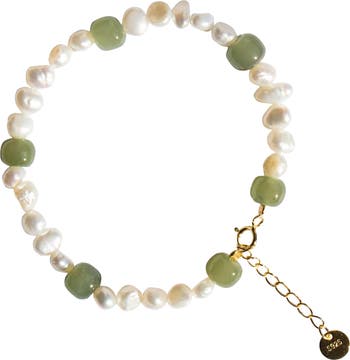 seree Isabelle Pearl and green jade bracelet | Nordstrom