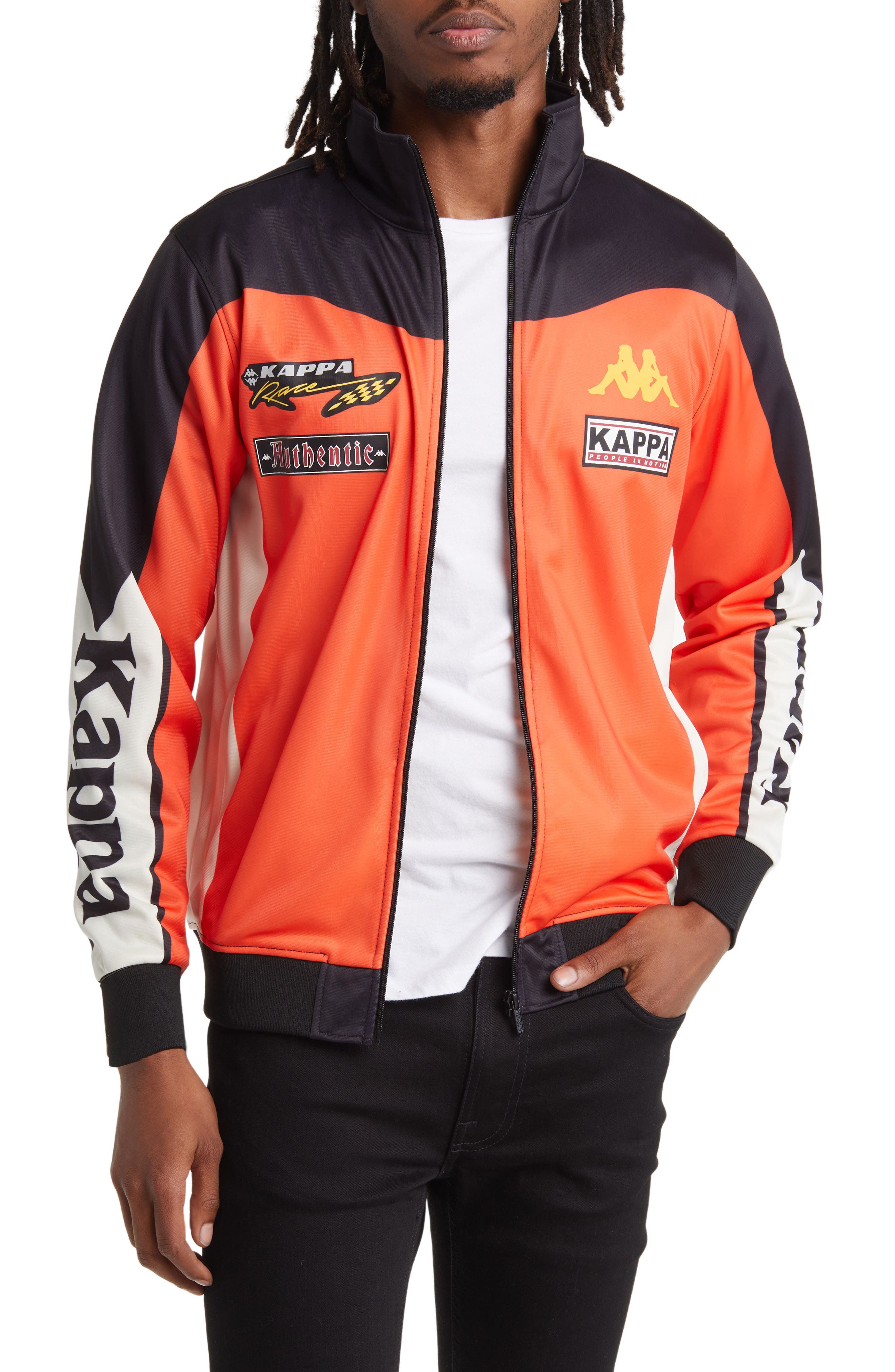 Kappa Authentic Rival Track Mens Jacket Black Orange, 40% OFF