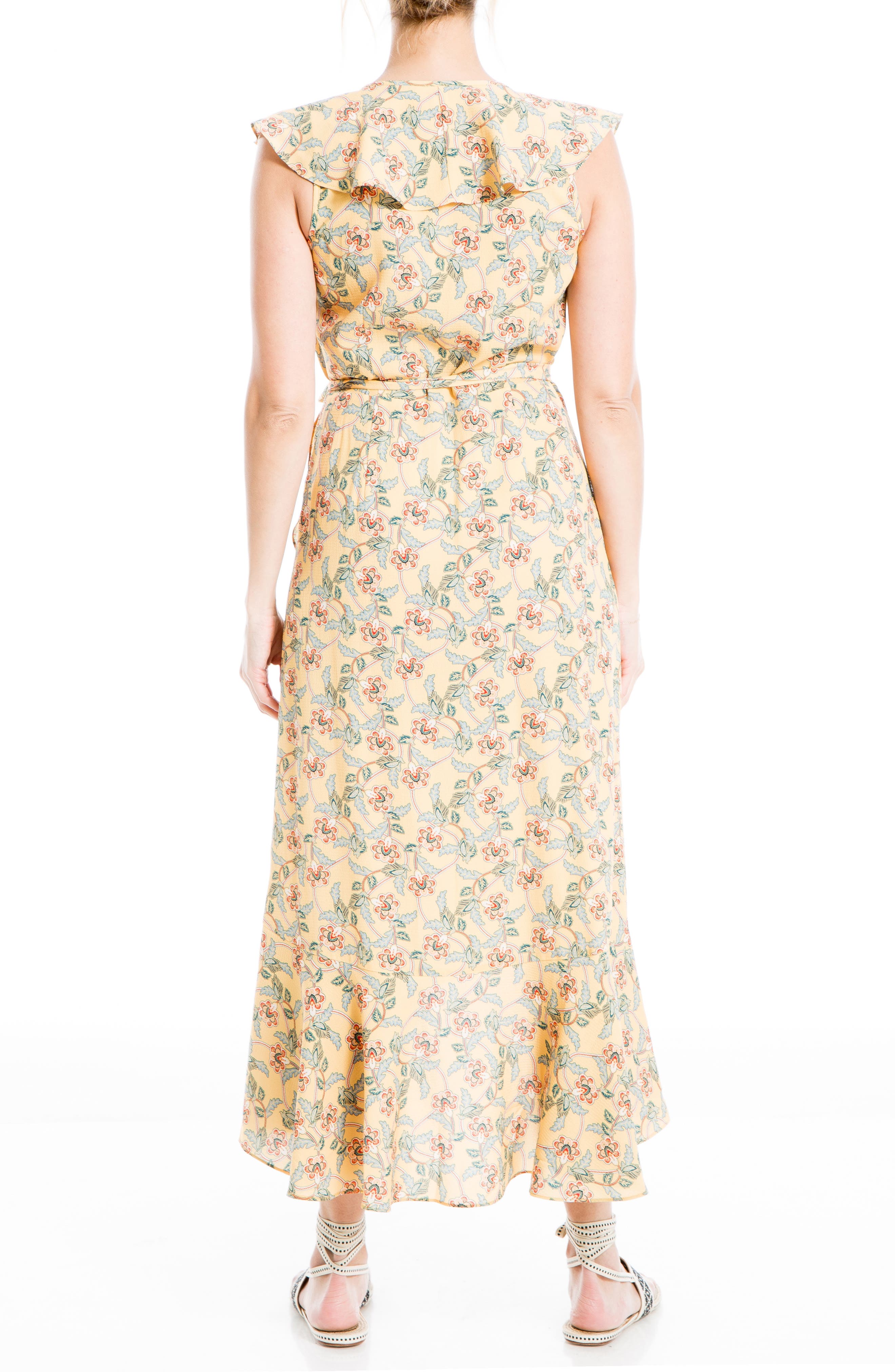 MAX STUDIO Patterned Ruffle Wrap Midi Dress | Nordstromrack