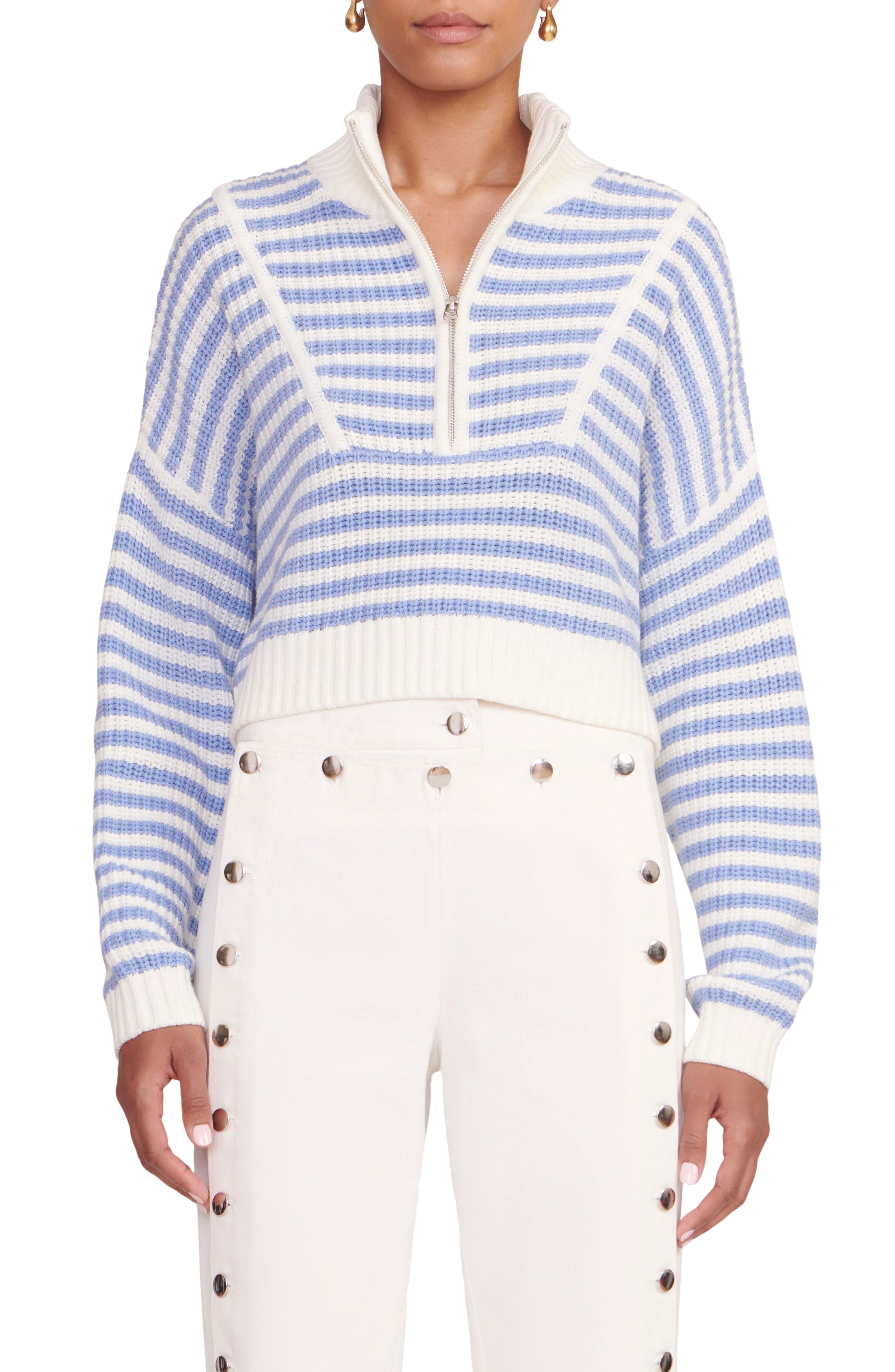 STAUD Hampton Half Zip Crop Sweater | Nordstrom