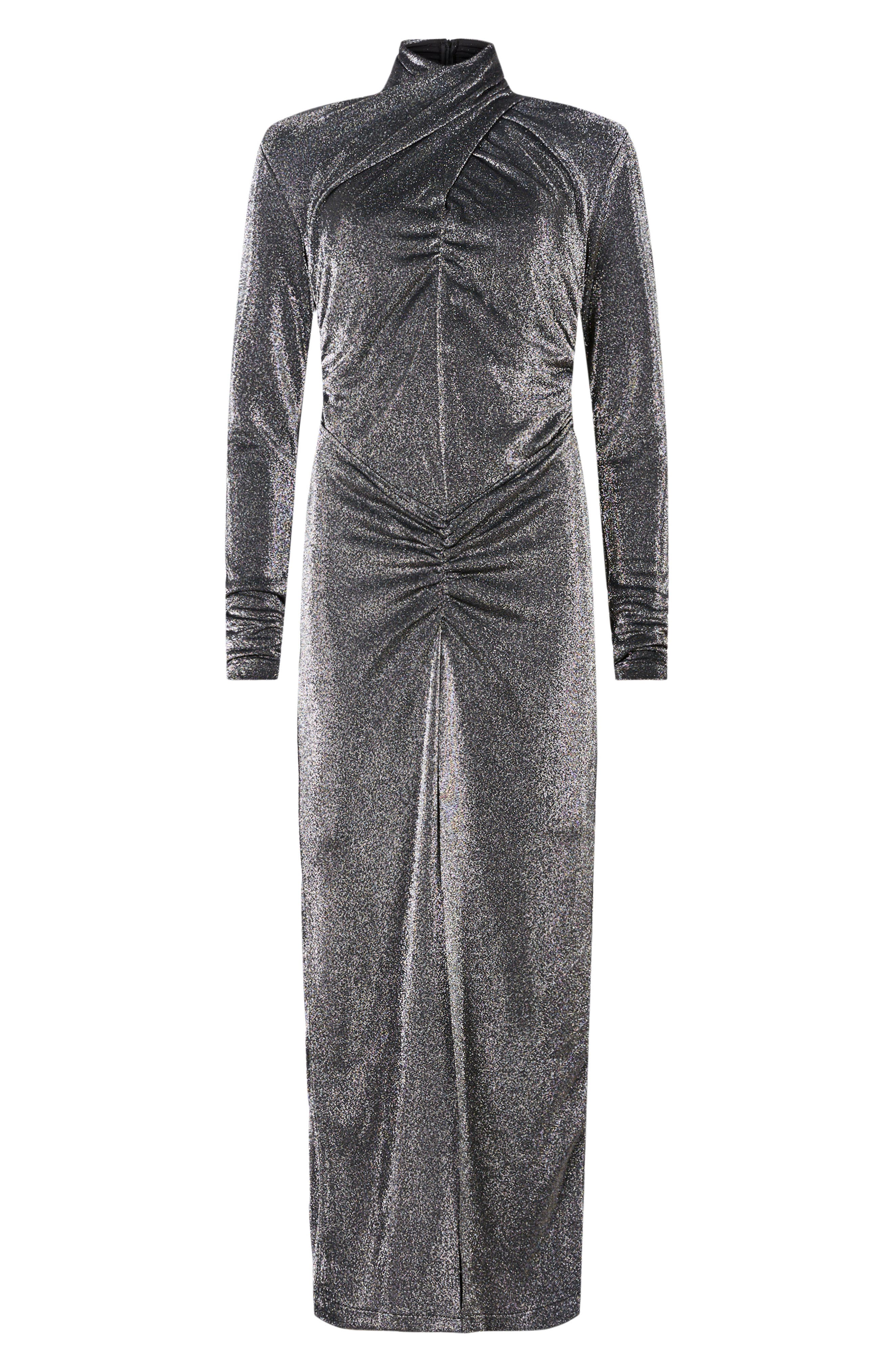 AllSaints Ayla Metallic Long Sleeve Maxi Dress | Nordstrom
