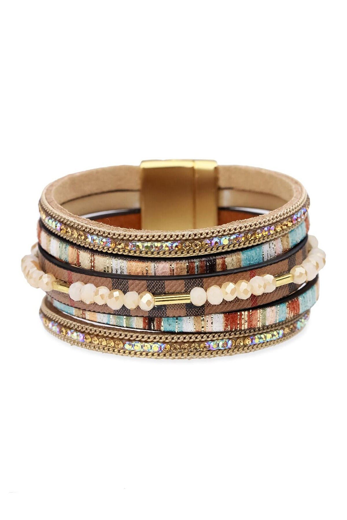 Saachi Beaded Leather Bracelet In Multi | ModeSens