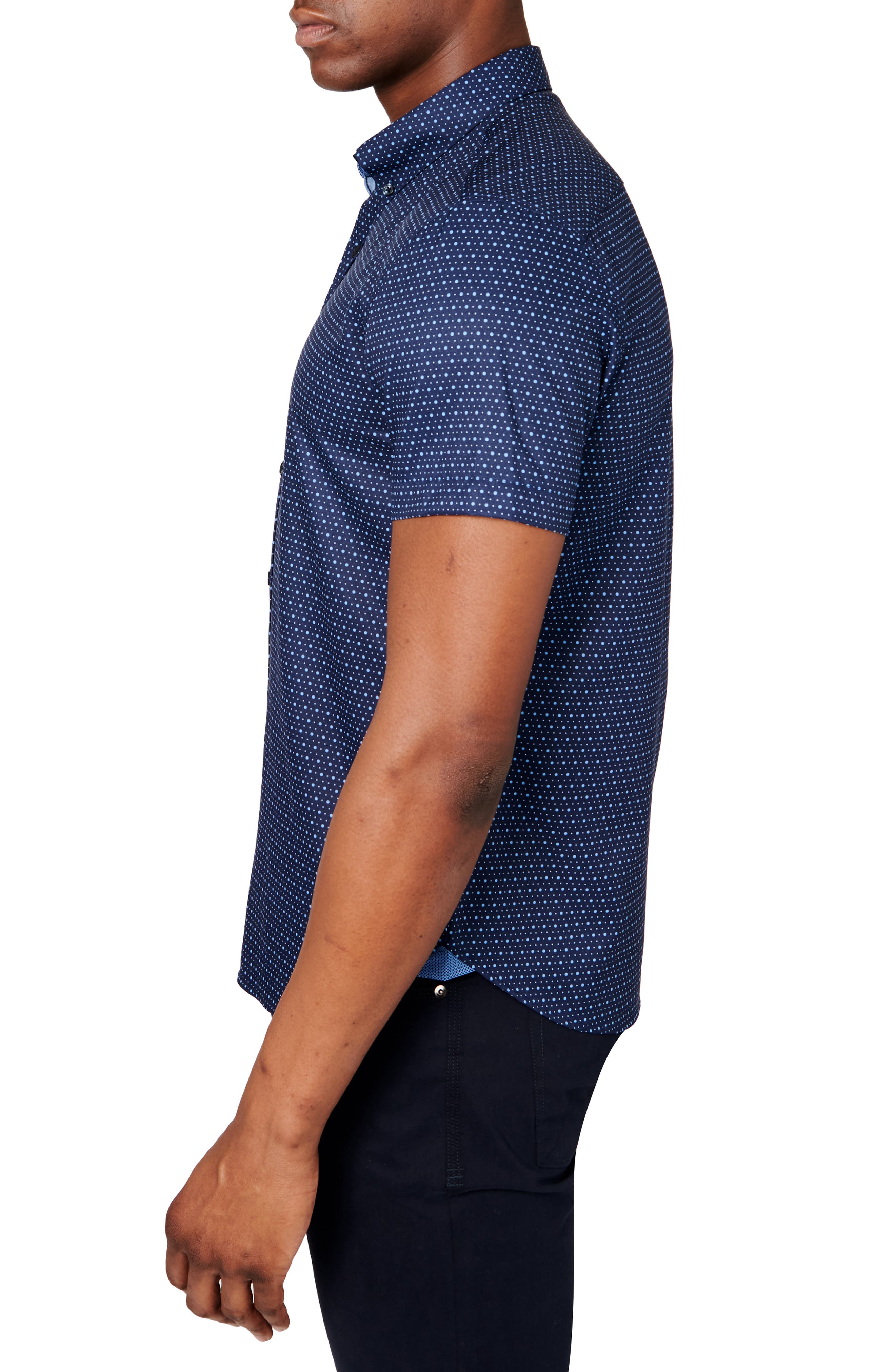 CONSTRUCT Slim Fit Microdot Short Sleeve 4-Way Stretch Performance ...