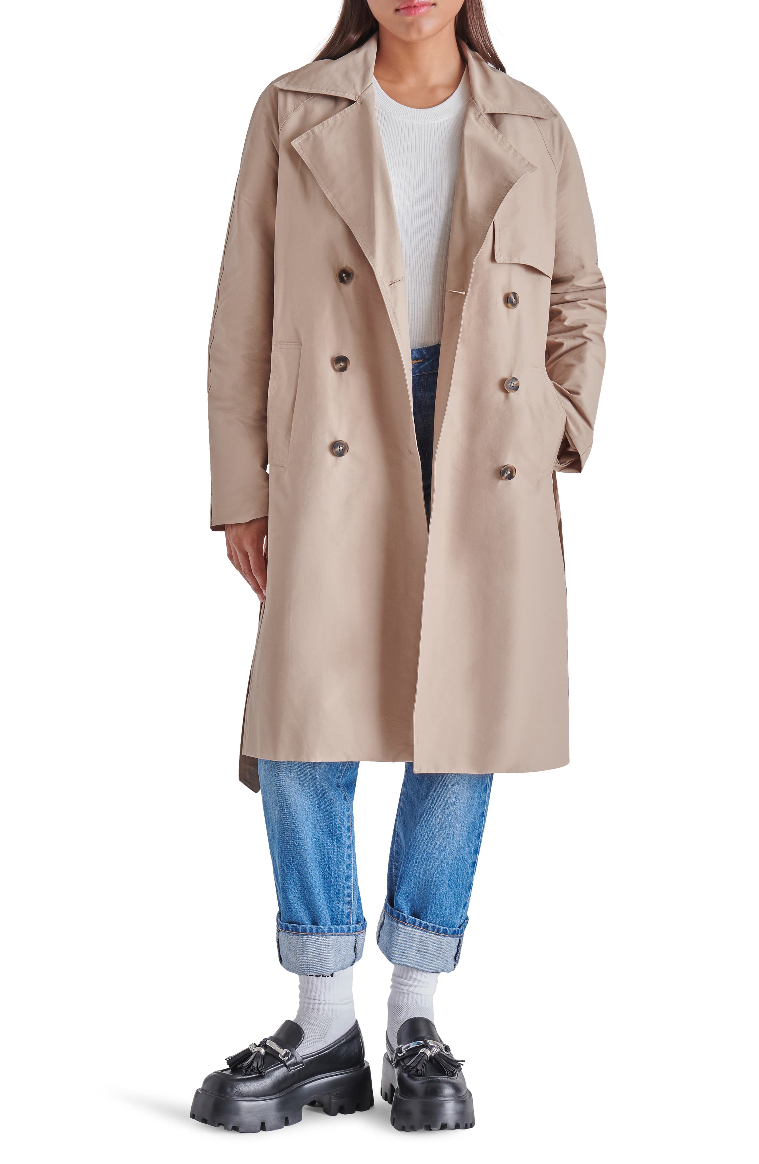 Steve Madden Double Breasted Cotton Blend Trench Coat | Nordstromrack