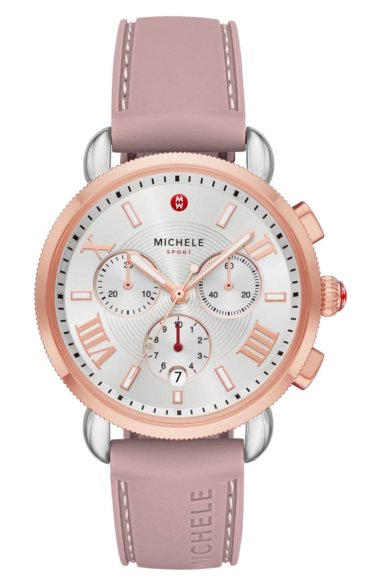 MICHELE Sporty Sport Sail Chronograph Watch Head with Silicone Strap ...