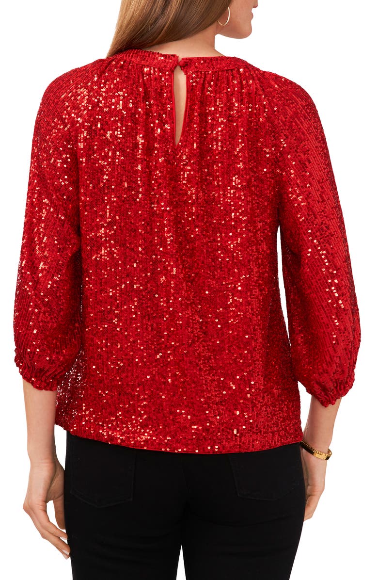 Vince Camuto Sequin Keyhole Neck Blouse | Nordstromrack