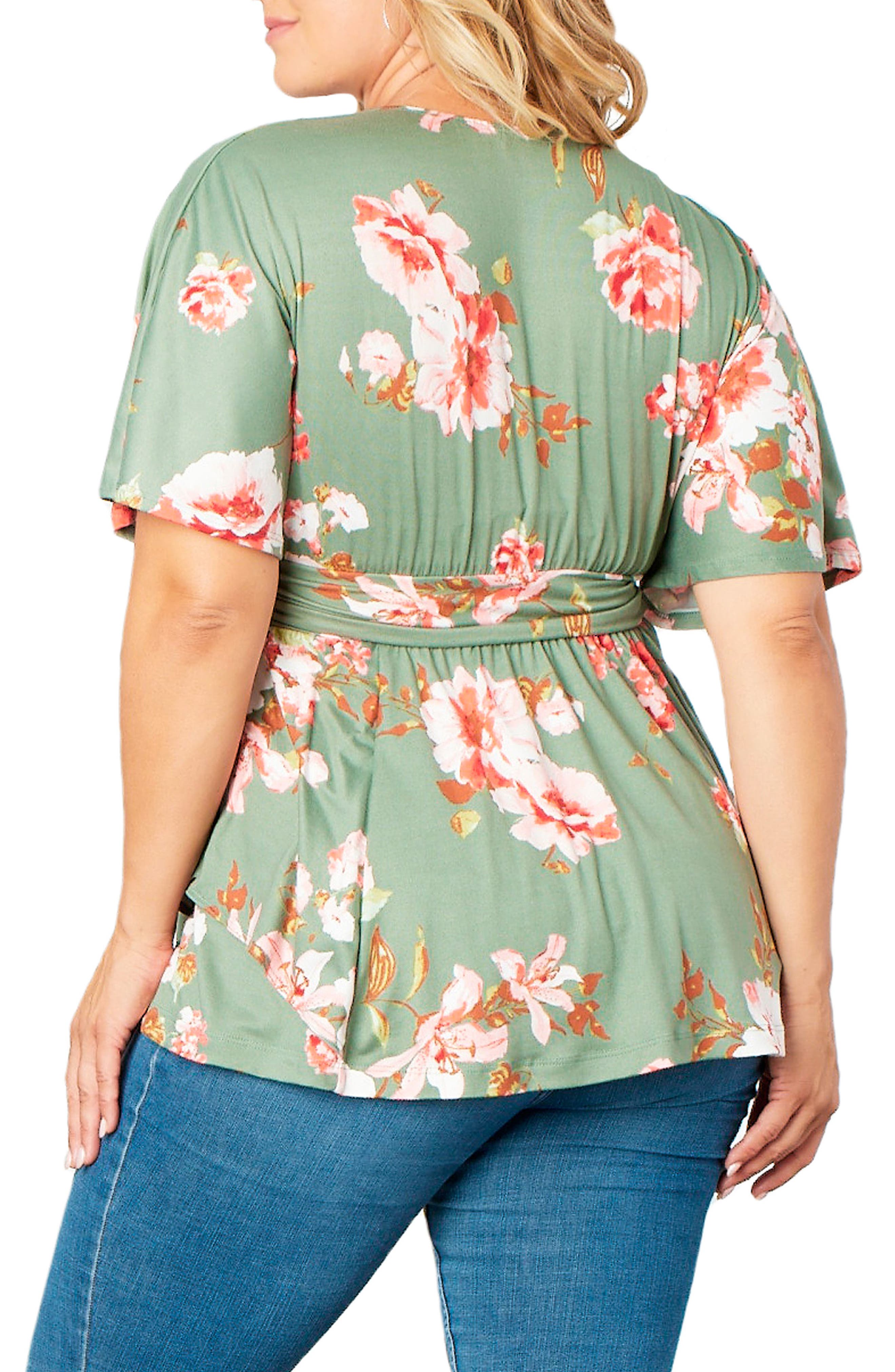 Kiyonna Encore Print Faux Wrap Top | Nordstrom