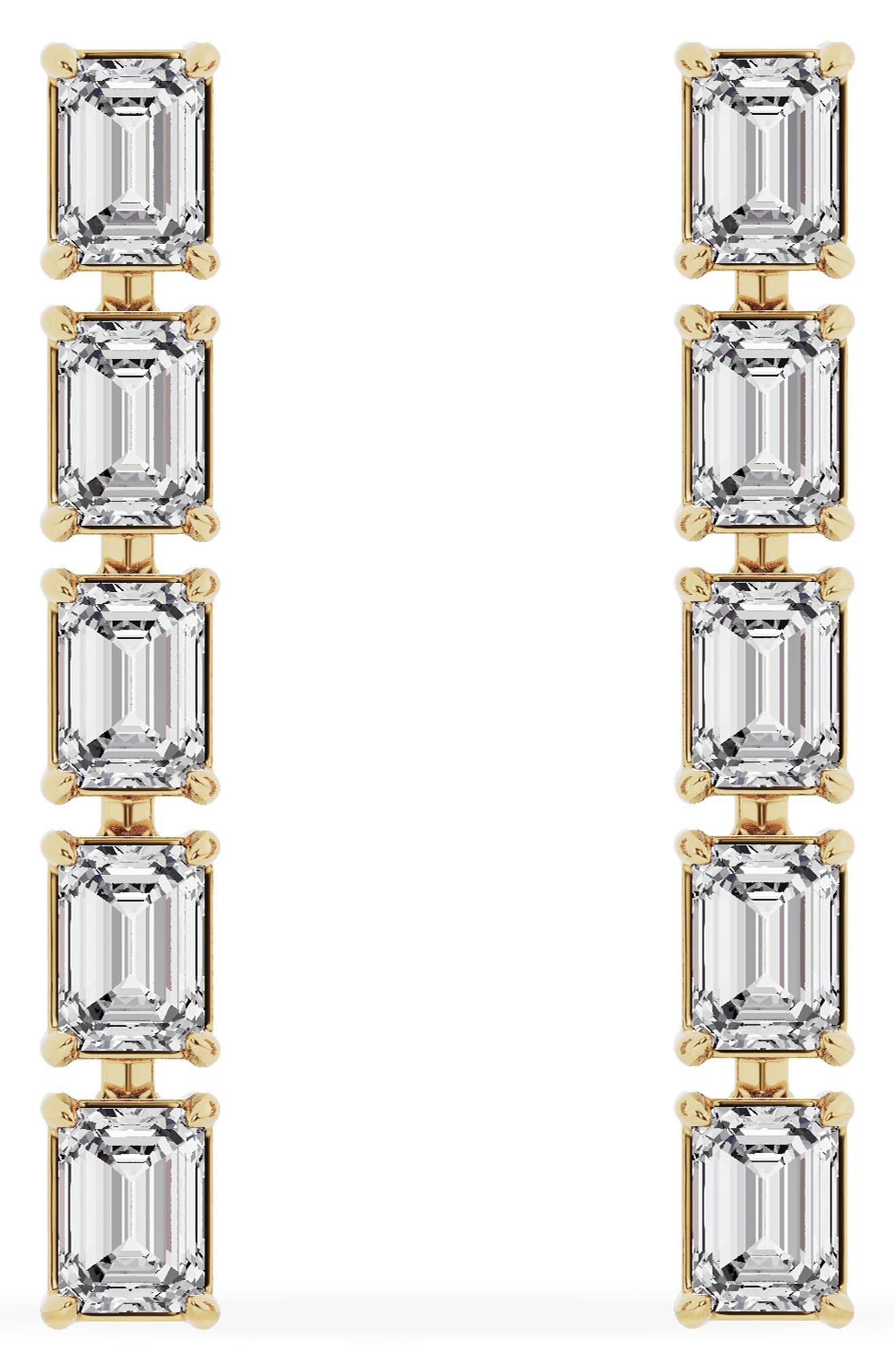 Jennifer Fisher 18K Gold Emerald Cut Lab Created Diamond Dangler Drop ...