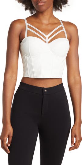 SECRET LACE Caged Front Vegan Leather Bustier | Nordstromrack