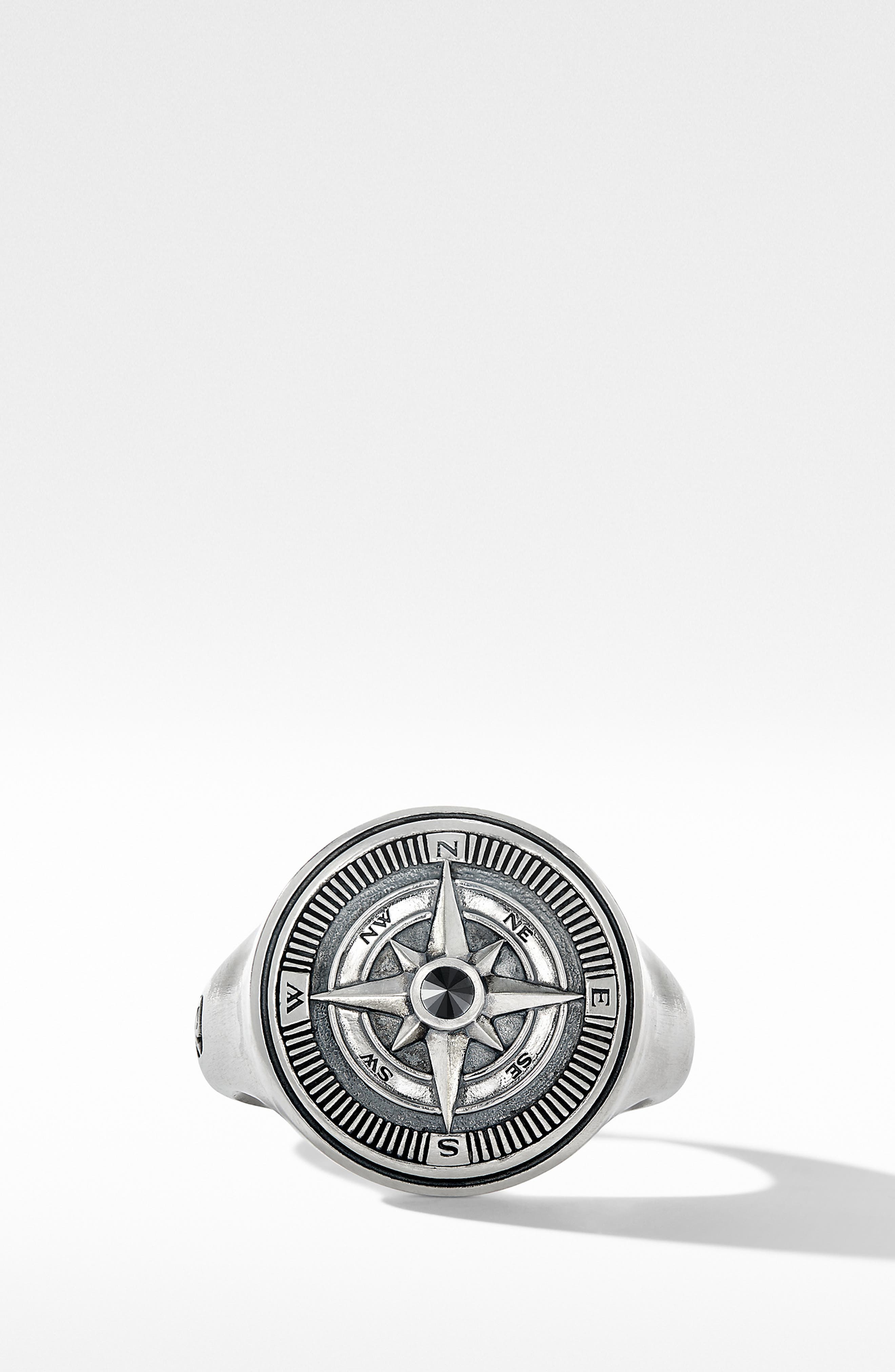 David Yurman Maritime® Compass Signet Ring with Center Black Diamond ...