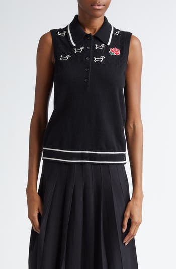 Thom Browne Embroidered Hector & Rose Virgin Wool Polo Sweater | Nordstrom