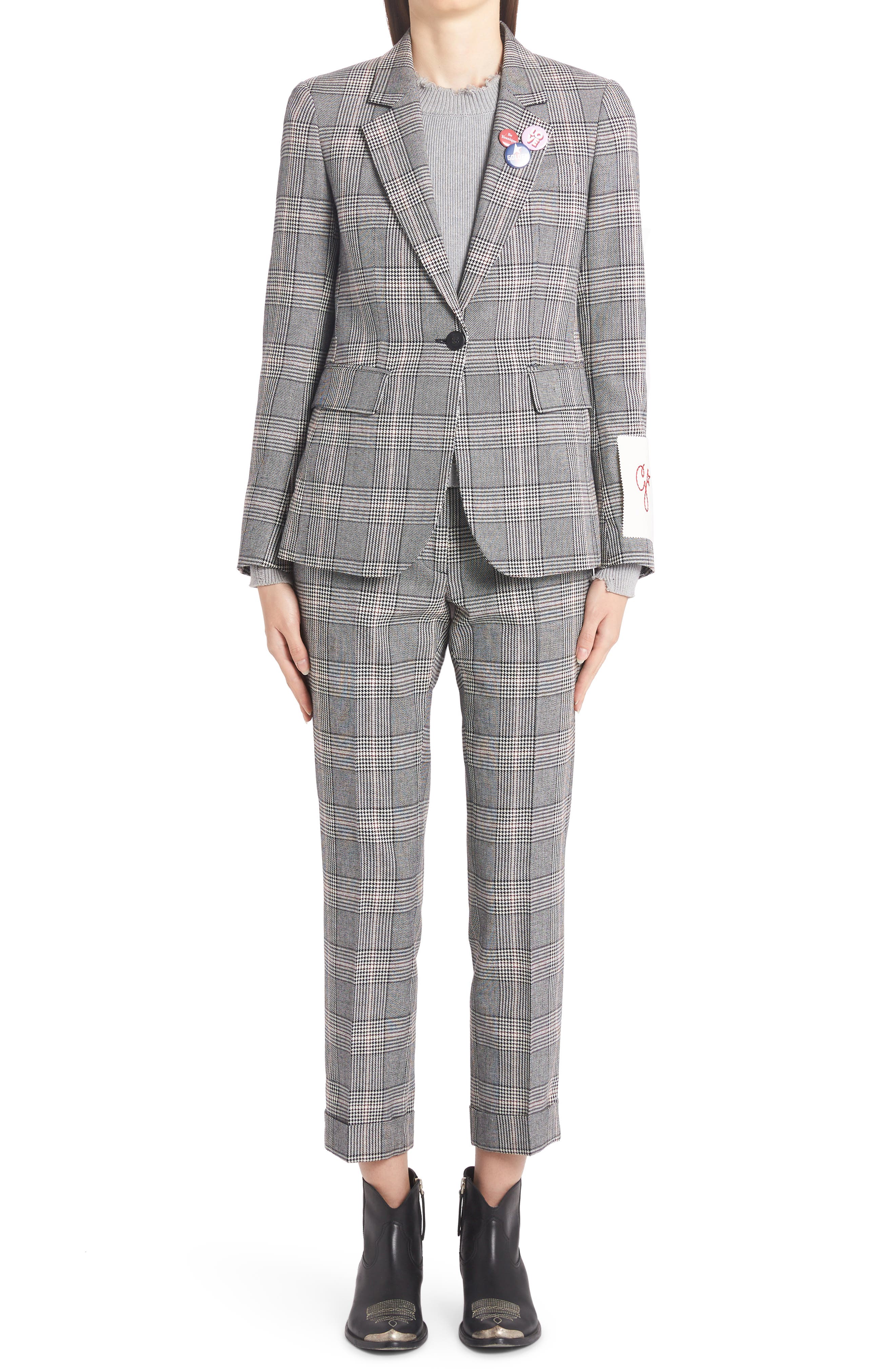 Golden Goose Daria Glen Plaid Virgin Wool Blend Cigarette Pants | Nordstrom