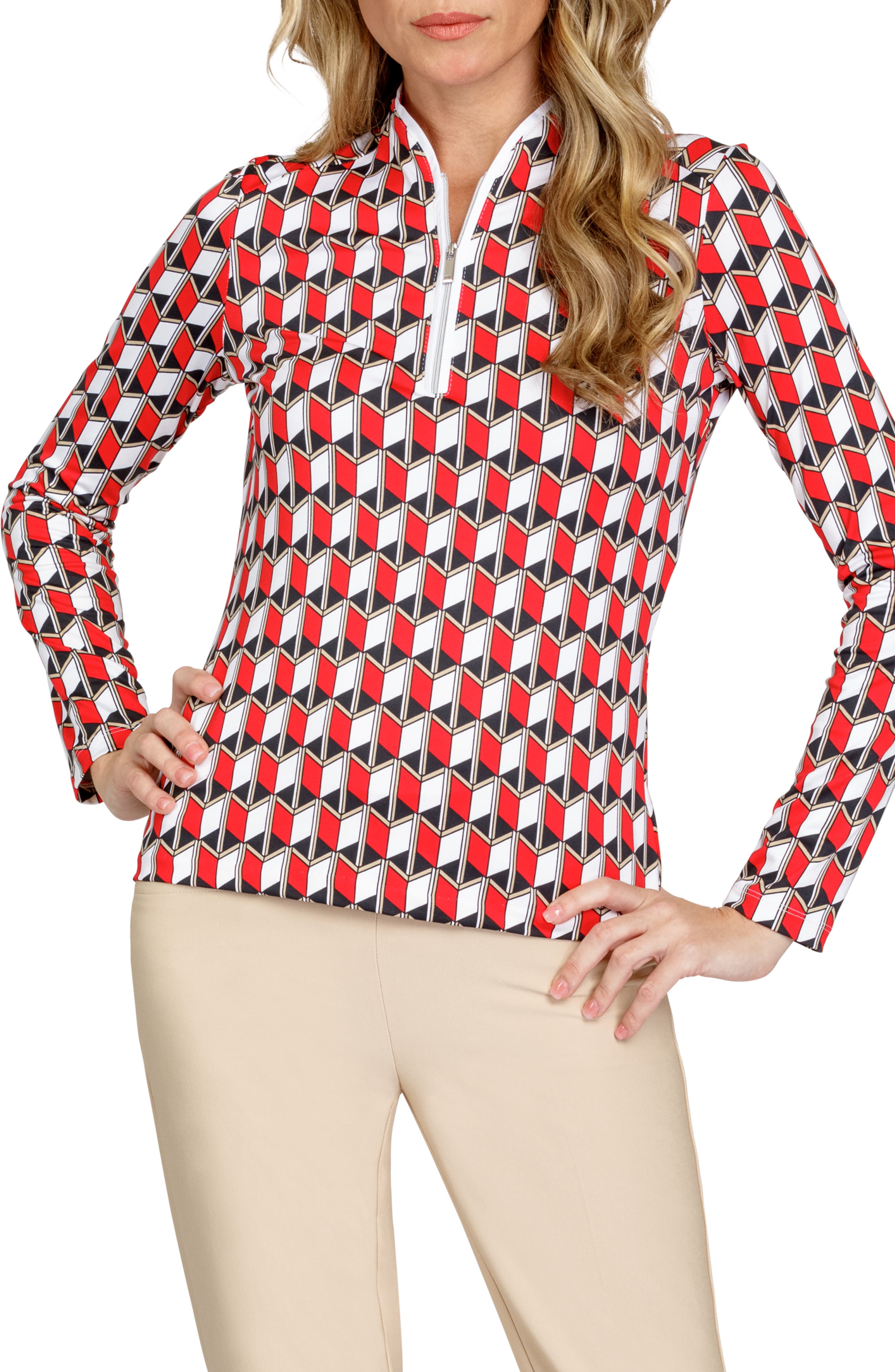 Tail Analexa Geo Pattern Long Sleeve Quarter Zip Golf Top | Nordstrom
