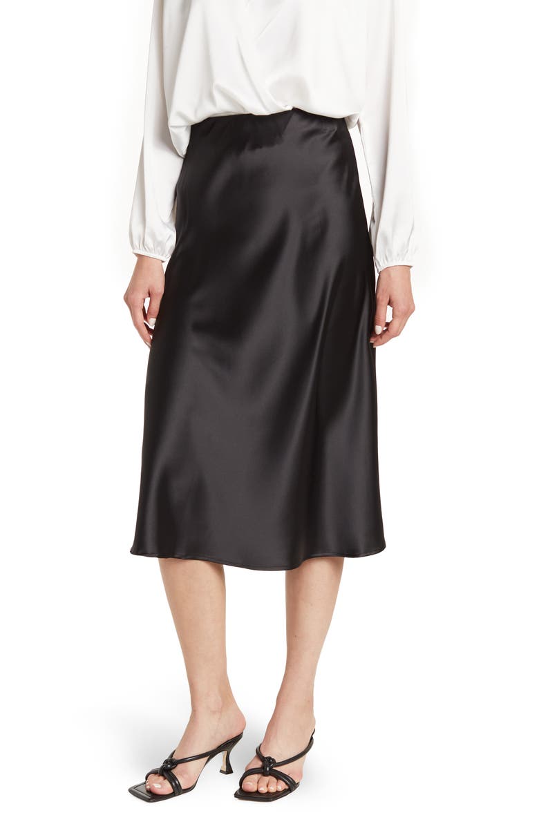 Renee C Solid Satin Midi Skirt | Nordstromrack