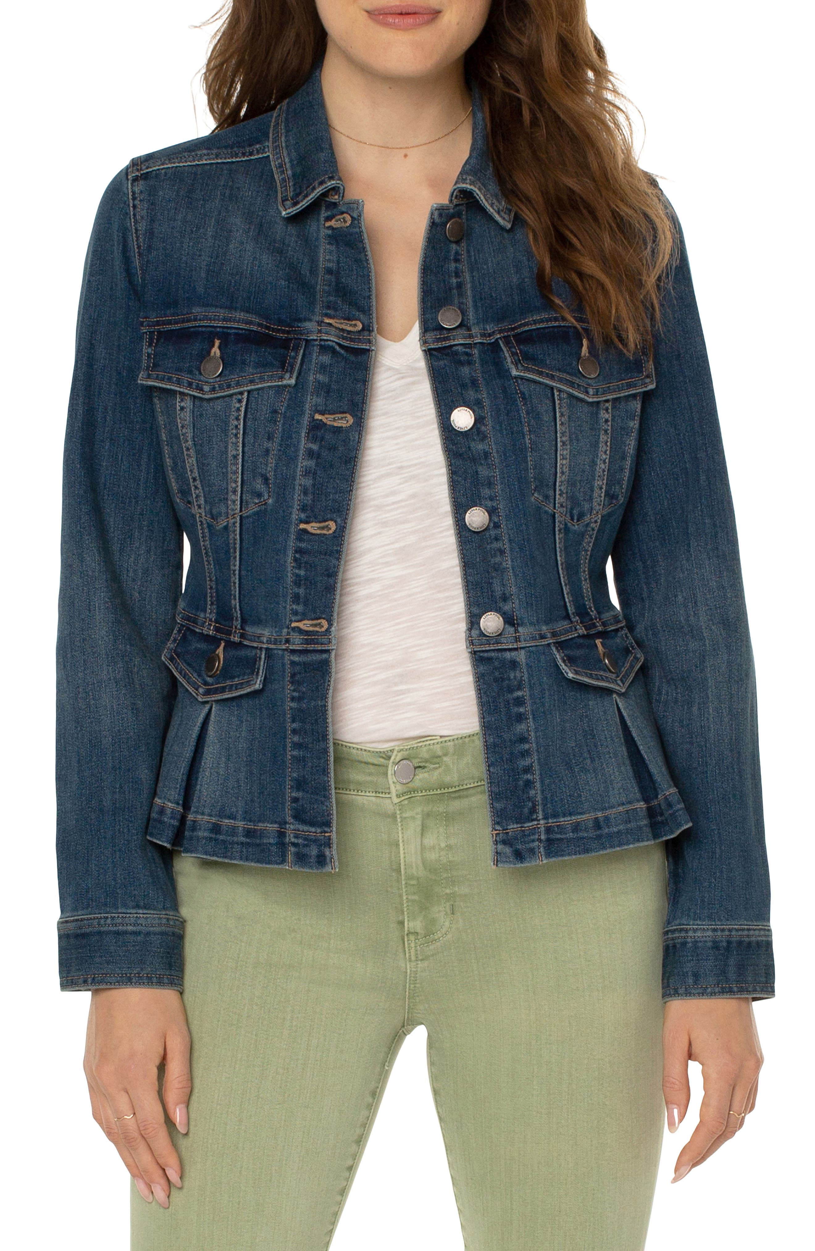 Liverpool Los Angeles Peplum Denim Jacket | Nordstrom