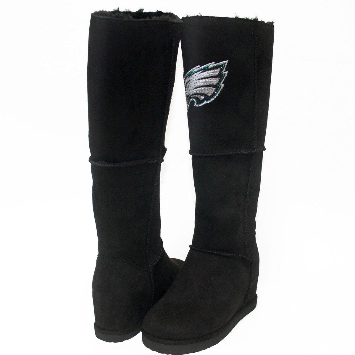 CUCE Women's Cuce Black Philadelphia Eagles Suede Knee-High Boots ...