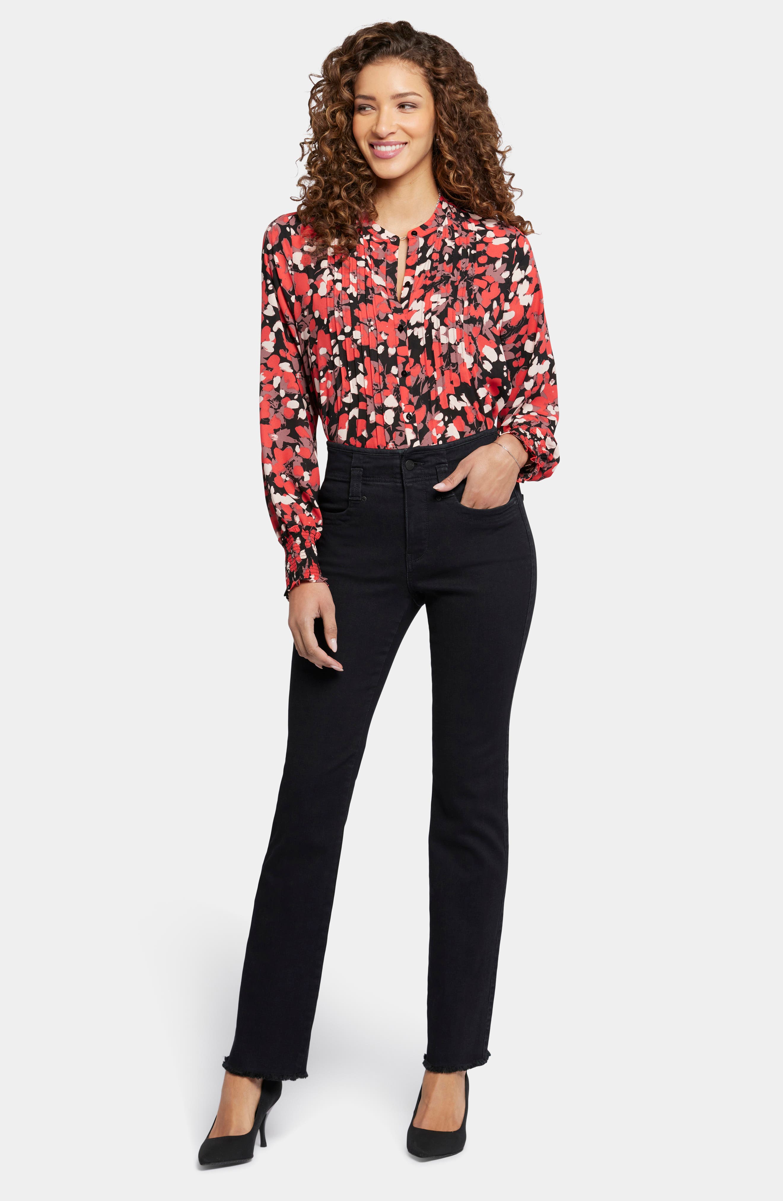 Nydj Women's High Rise Marilyn Straight Hollywood Waistband Jeans ...