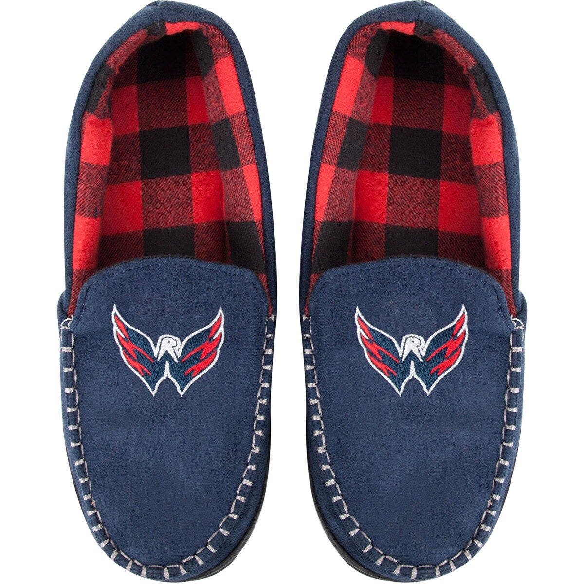 FOCO Men's FOCO Washington Capitals Team Logo Flannel Moccasin Slippers ...