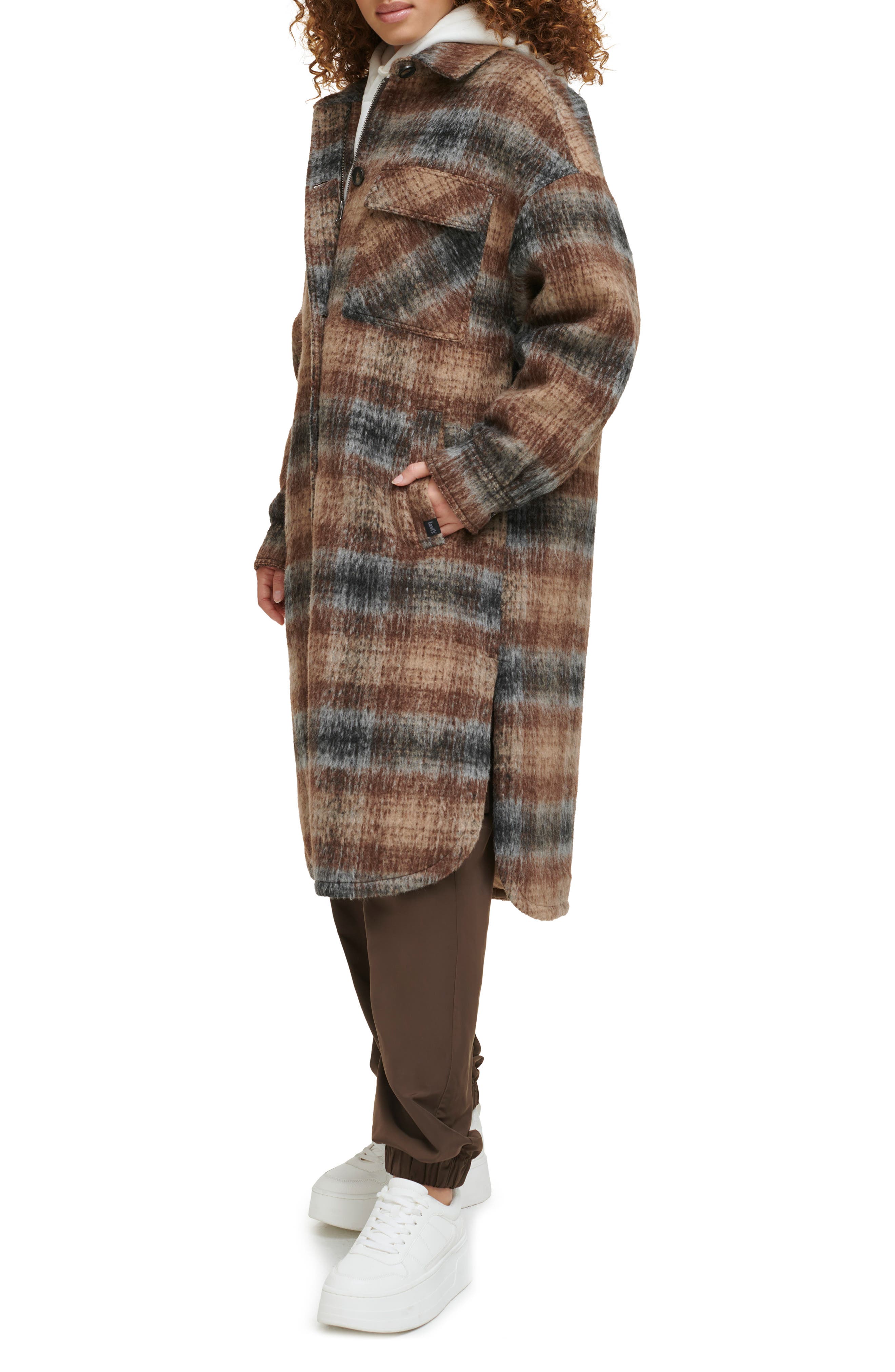 Levi's® Plaid Longline Coat | Nordstrom