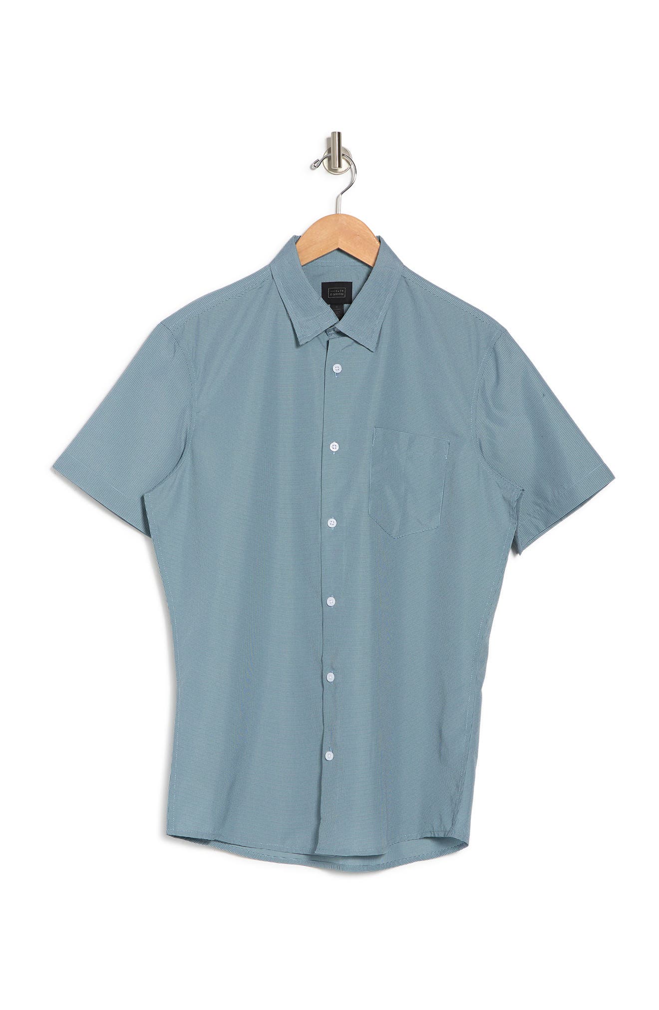14th & Union Short Sleeve Performance Trim Fit Shirt In Teal Dolph ...