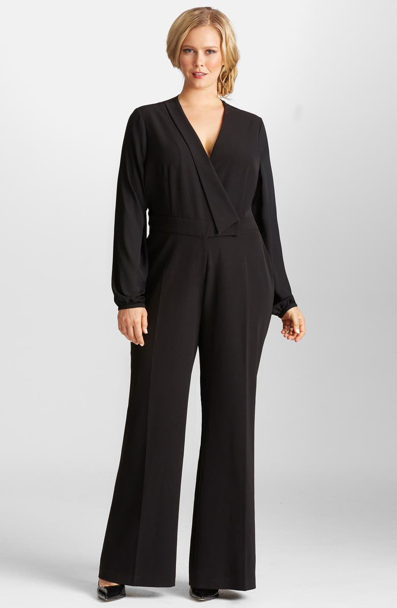 Mynt 1792 Long Sleeve Double Georgette Jumpsuit Plus Size Nordstrom