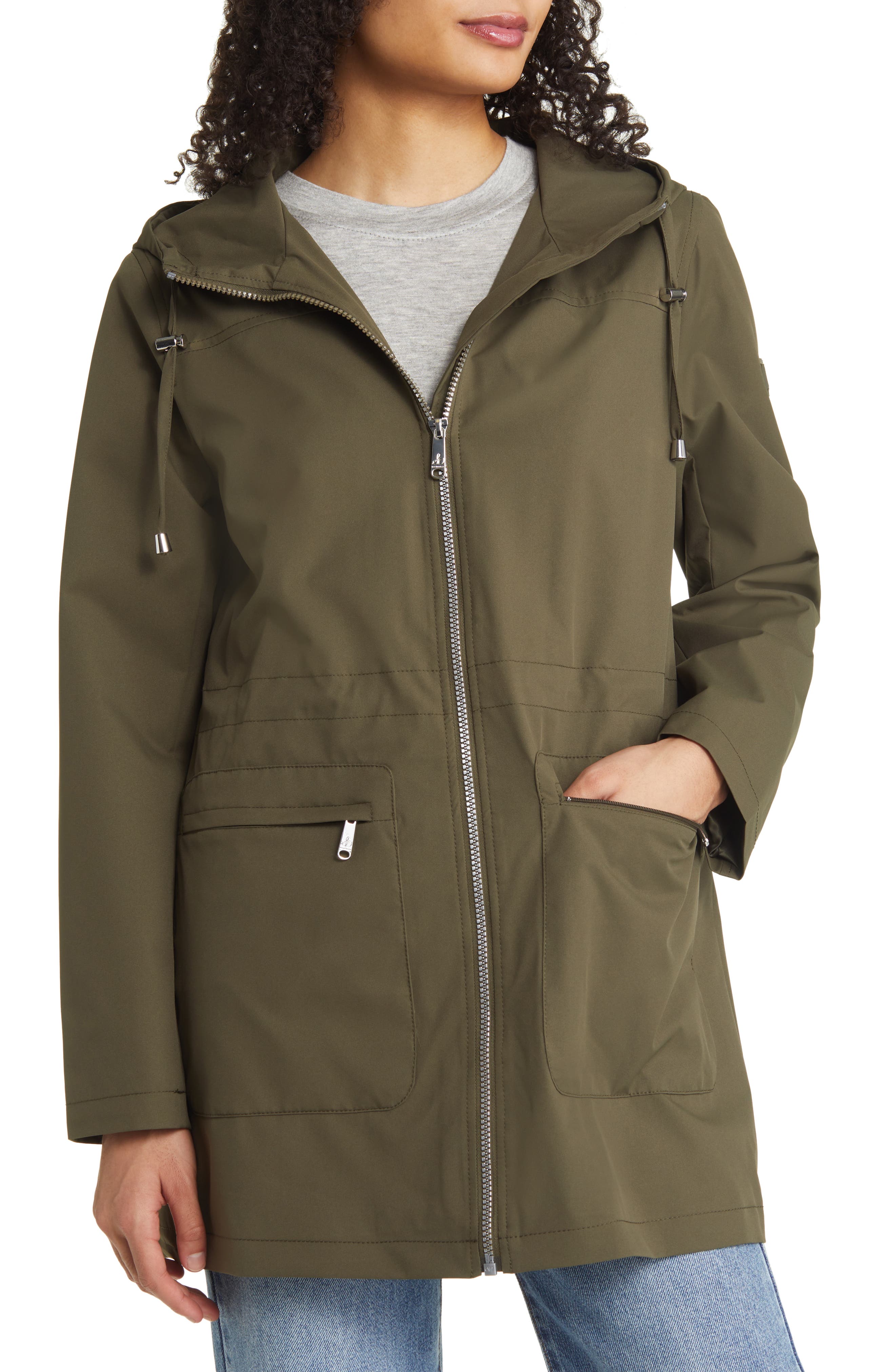 Sam Edelman Patch Pocket Hooded Water Repellent Rain Jacket | Nordstrom