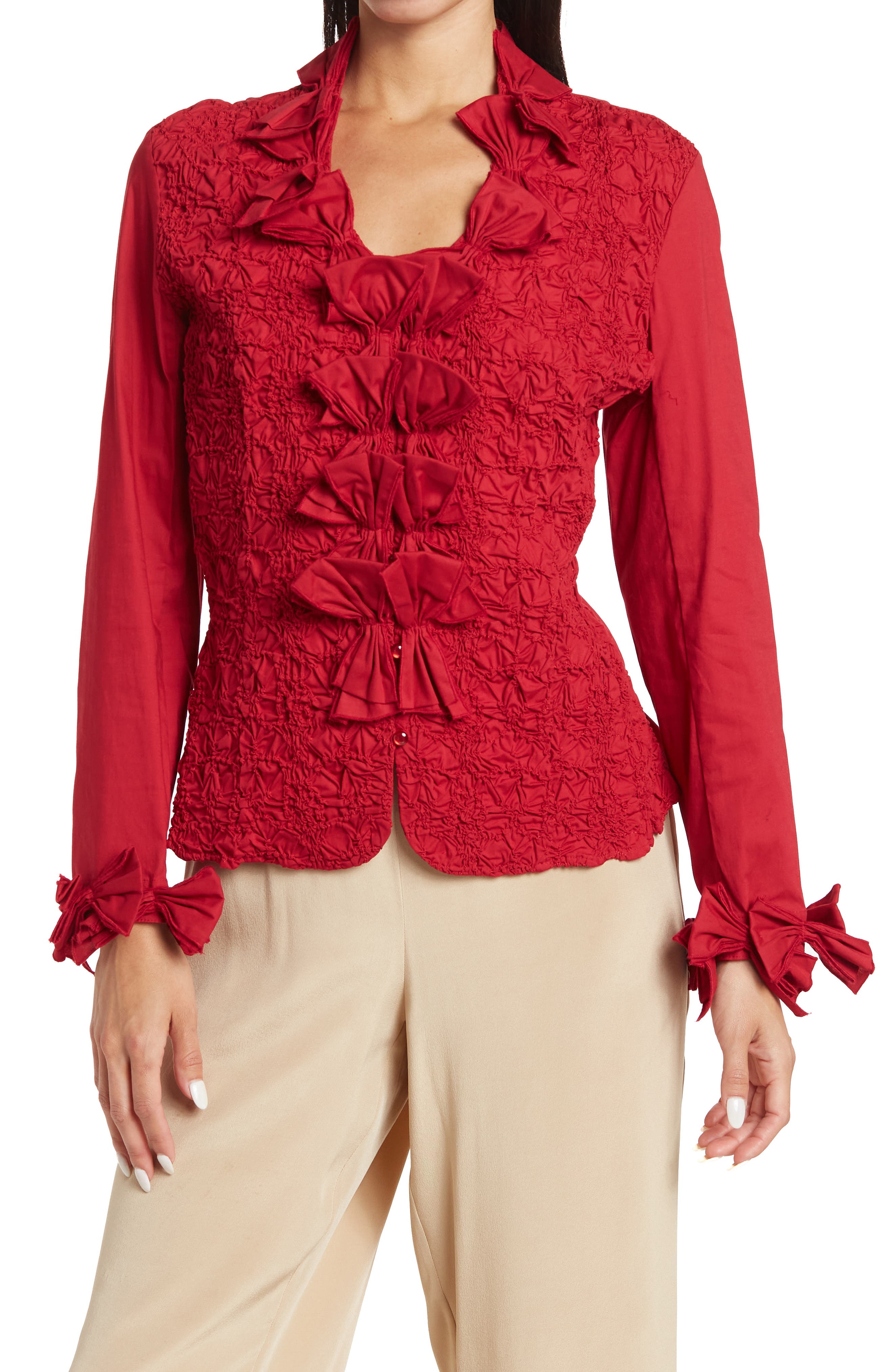GO SILK Ruffled Long Sleeve Blouse | Nordstromrack