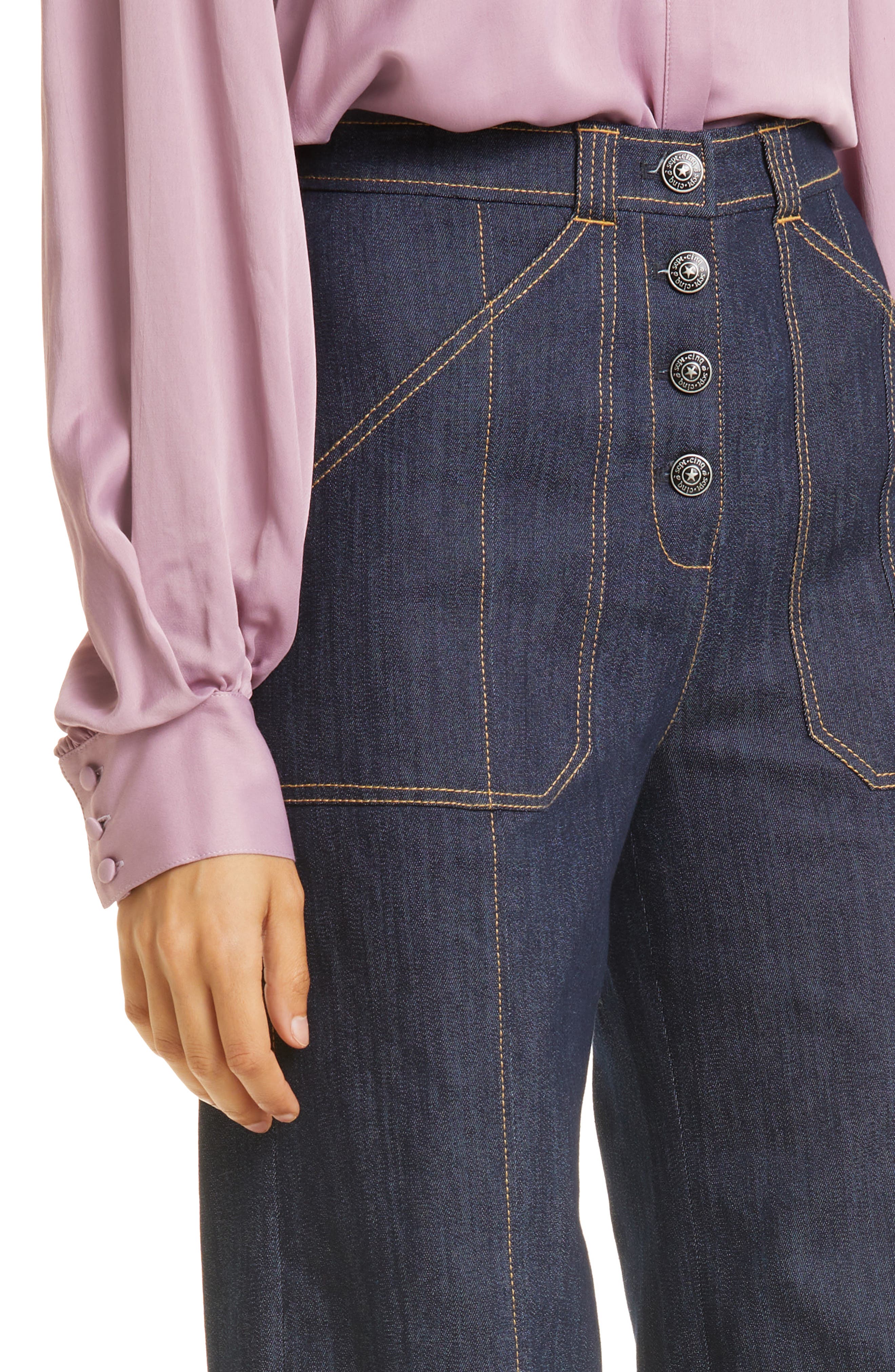 Cinq à Sept Benji Topstitch Cuff Jeans | Nordstrom