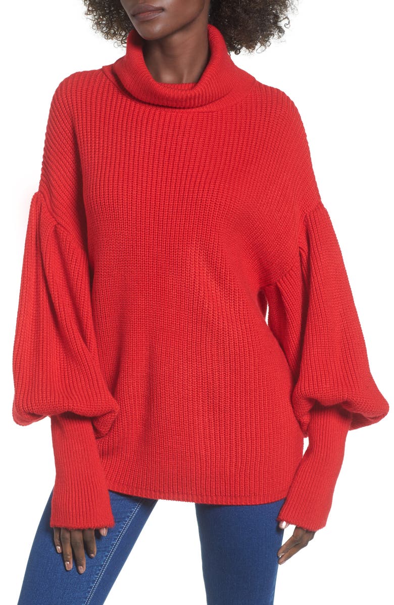 Topshop Balloon Sleeve Turtleneck Sweater Nordstrom
