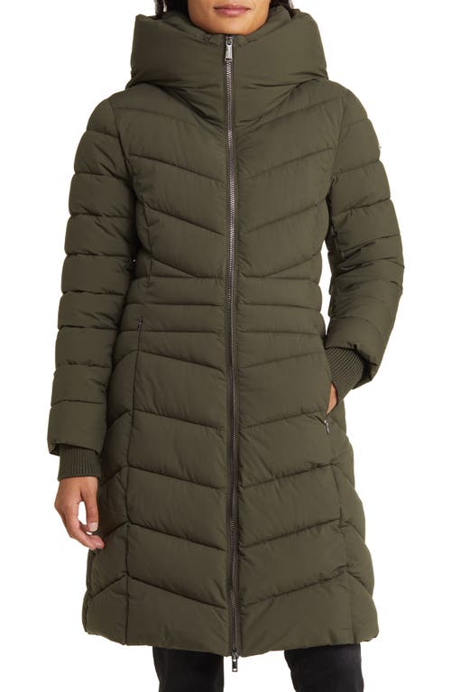 bcbg Water Resistant Midi Puffer Jacket in Army | Smart Closet