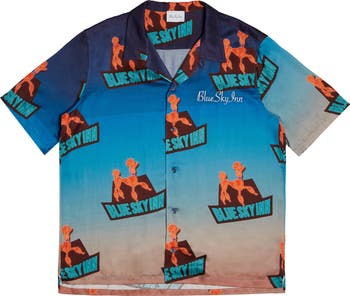 Blue Sky Inn Logo Print Short Sleeve Button-Up Camp Shirt | Nordstromrack